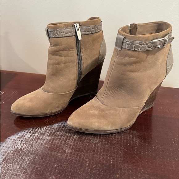 Coach | Shoes | Coach Suede Wedge Pointed Toe Bootie | Poshmark
